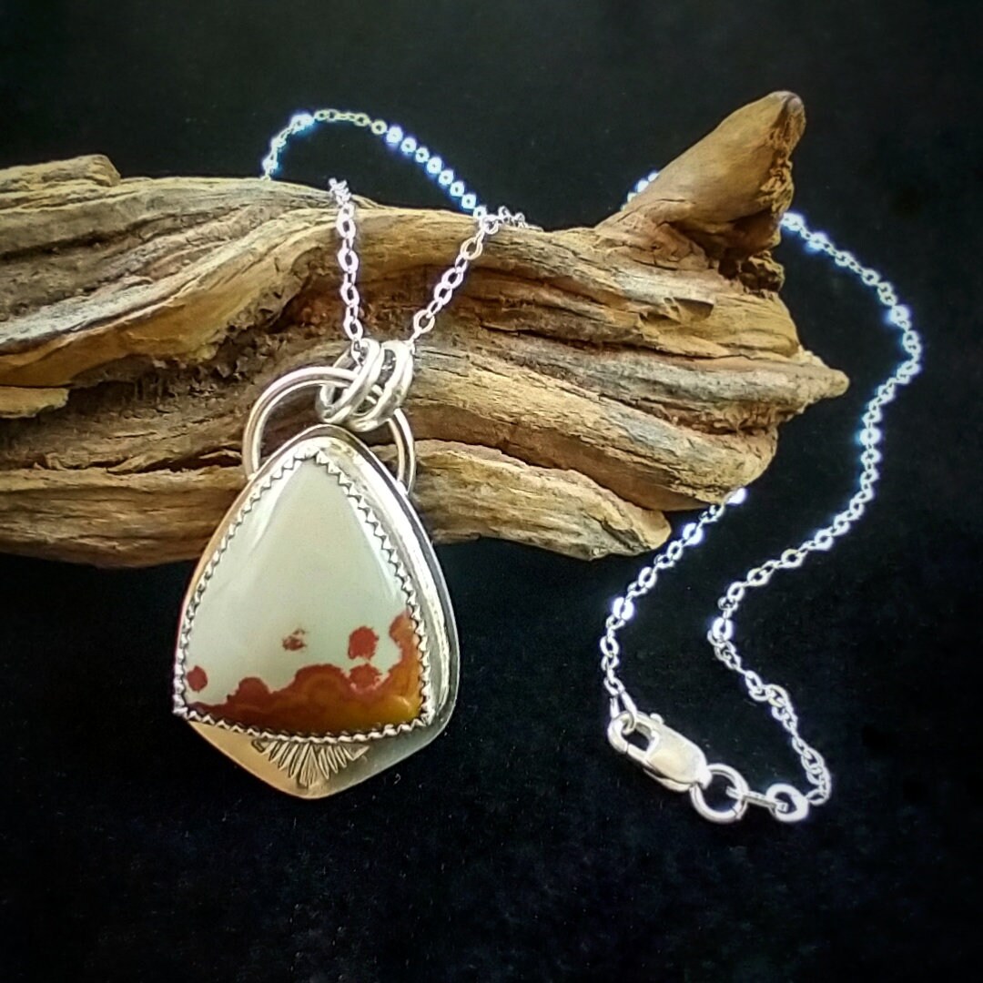 Sterling Silver Pendant, Gothic Triangle Shape Owyhee Jasper Designer ...