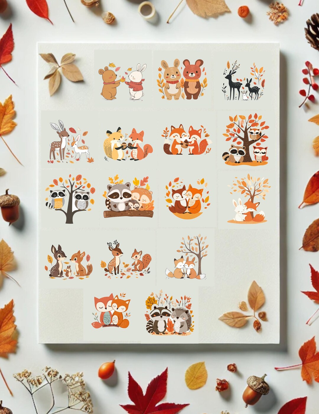 16-pack Autumn Woodland Friends Stickers Waterproof & Laminated for ...