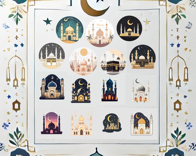 15-pack Islamic Mosque Stickers | Stunning Ramadan Kareem Designs ...