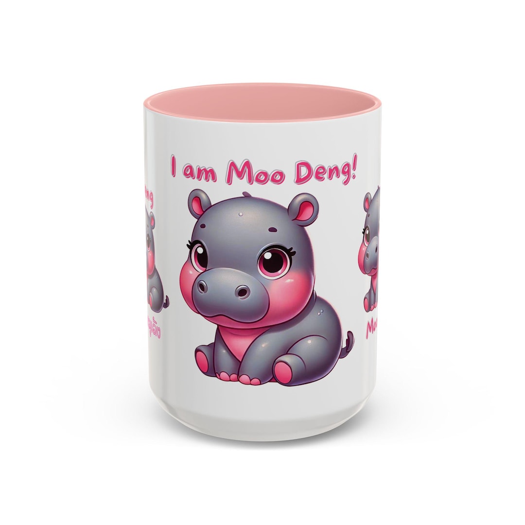 Coffee Mug, Moo Deng Dwarf Hippo Pattern, Animal Lover Gift, Cute Mug ...