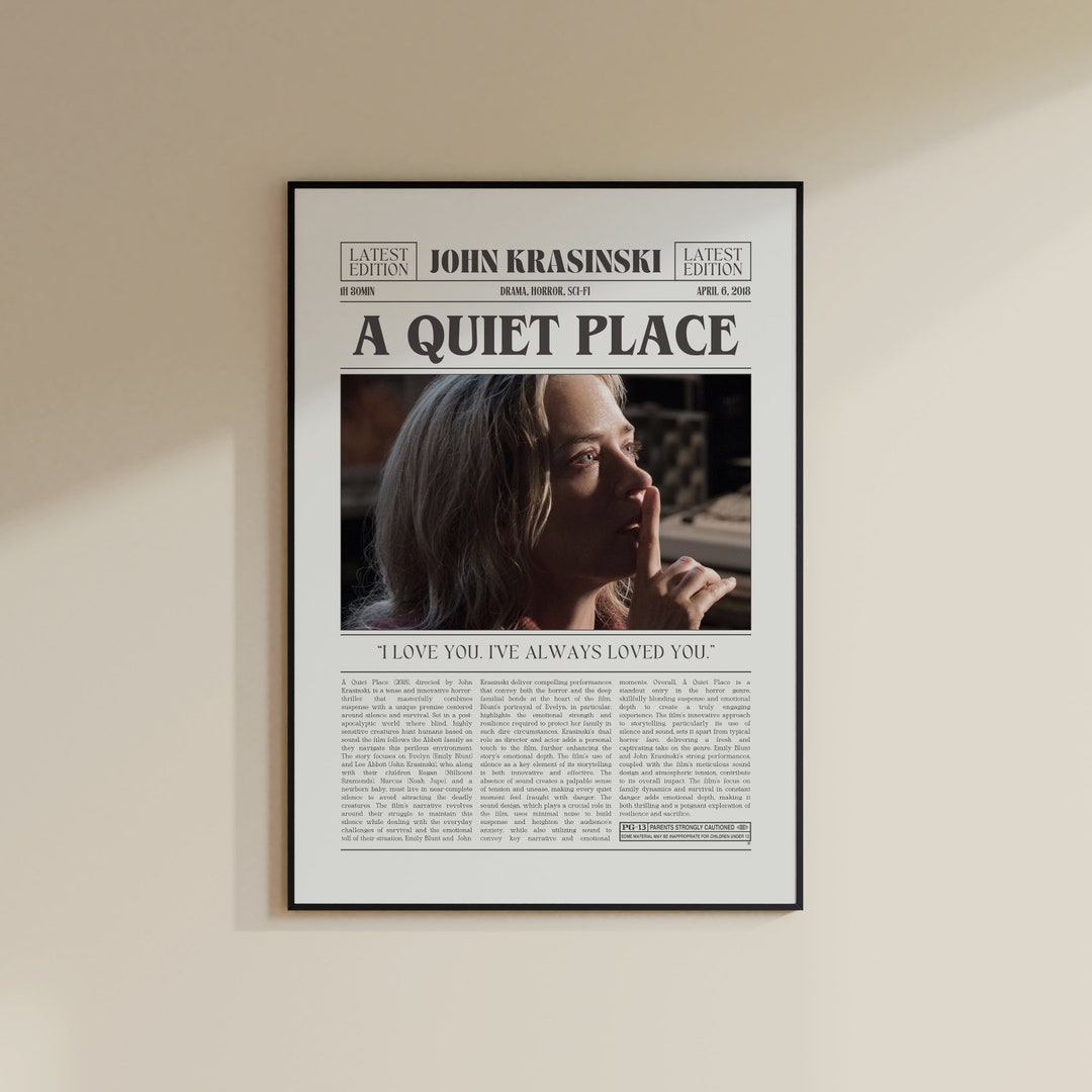 A Quiet Place Poster, John Krasinski, Retro Newspaper Movie Poster ...
