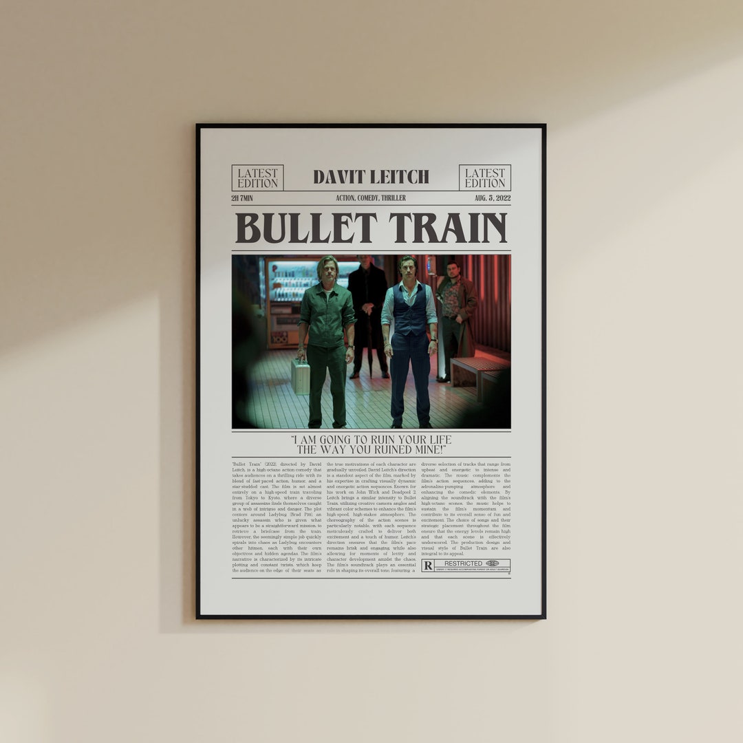 Bullet Train Poster , David Leitch , Retro Newspaper Movie Poster ...