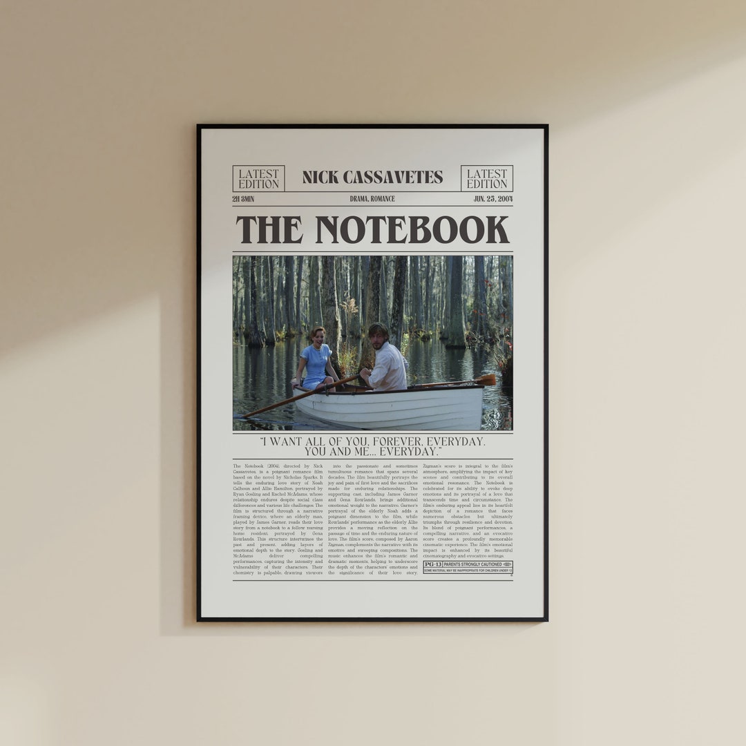 The Notebook Poster , Nick Cassavetes , Movie Poster, Retro Newspaper ...