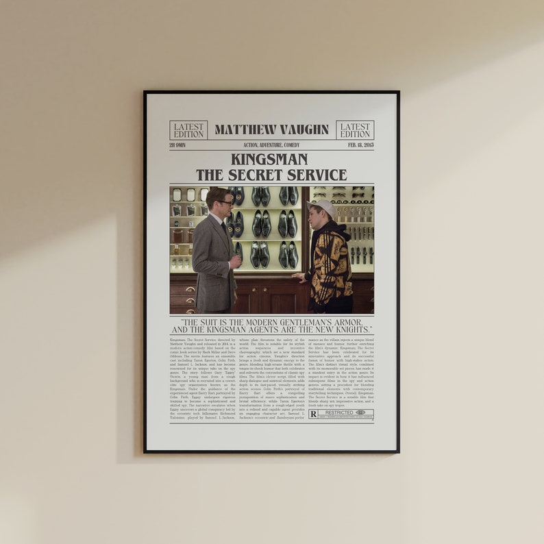 Kingsman: the Secret Service Poster, Matthew Vaughn , Retro Newspaper ...