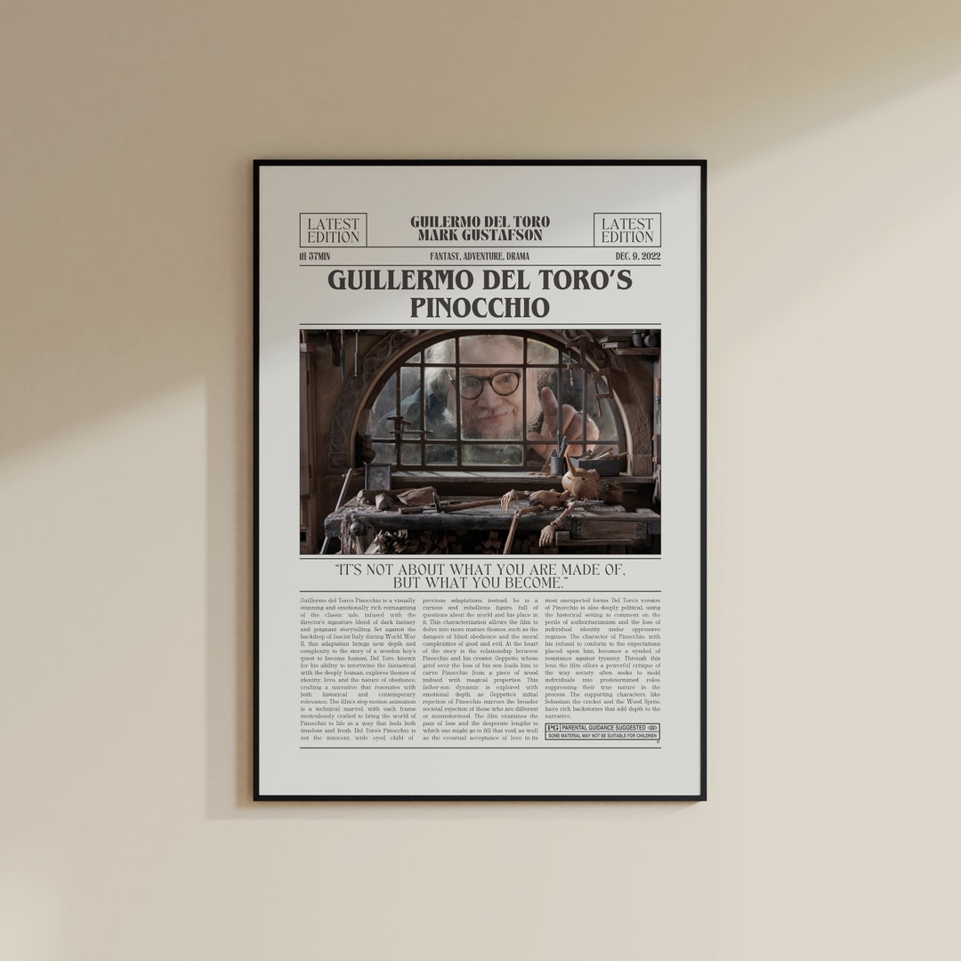 Guillermo Del Toro's Pinocchio Poster, Retro Newspaper Movie Poster ...