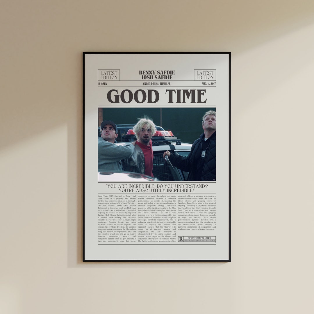 Good Time Poster, Benny, Josh Safdie, Retro Newspaper Movie Poster ...