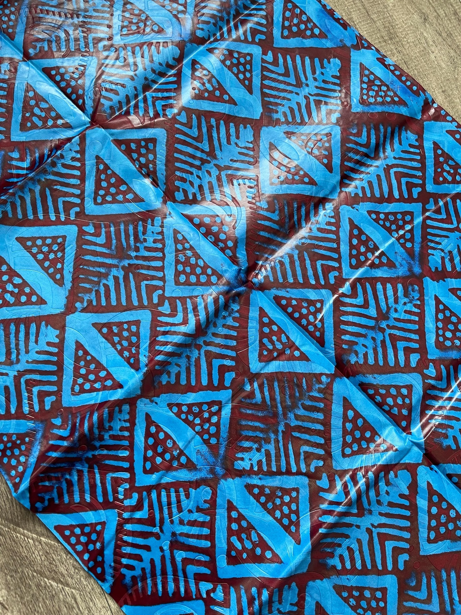 Maroon–blue Kampala Adire Fabric | Geometric Tie-dye Print | African ...