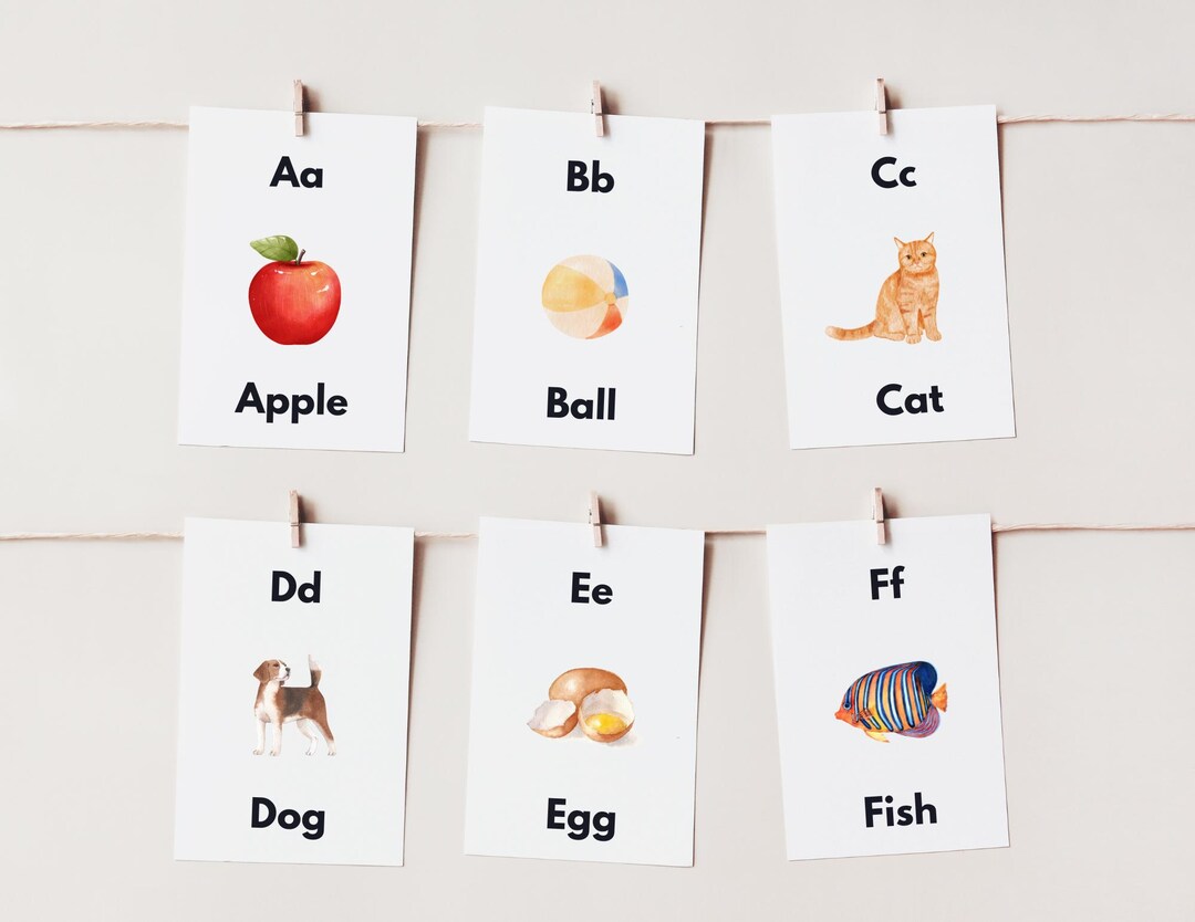 Alphabet Flashcards With Pictures | Printable Learning Materials - Etsy