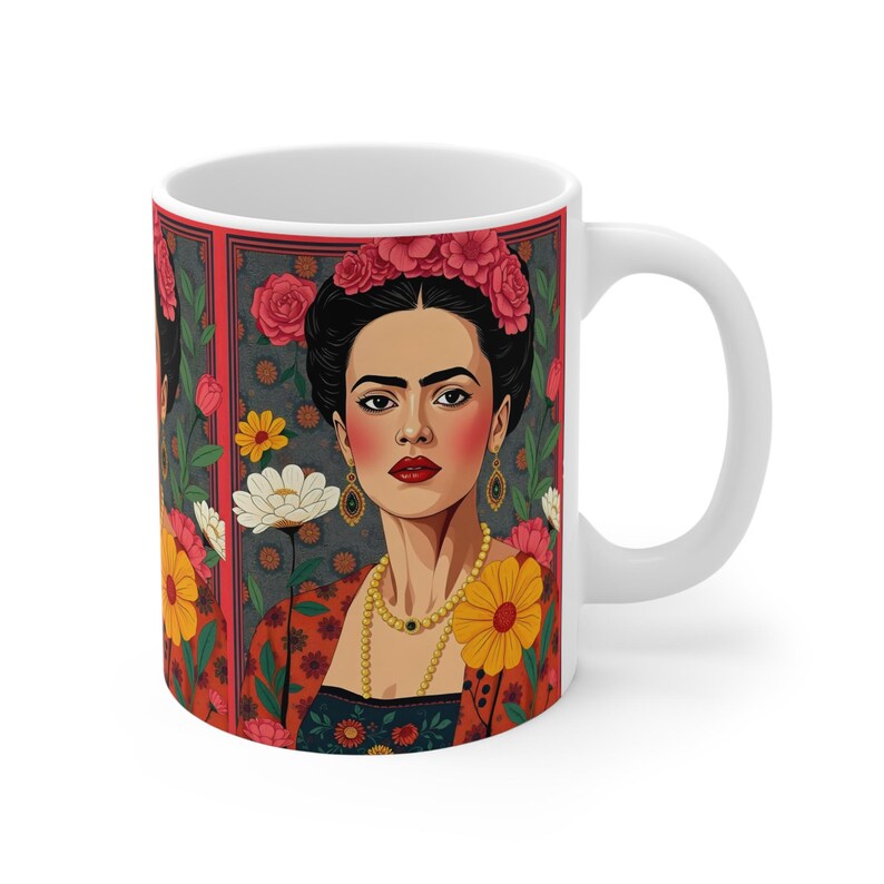 Boho Vintage Floral Frida Kahlo Ceramic Mug Unique Gift for Women ...