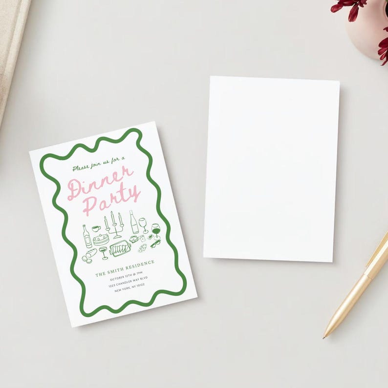 Dinner Party Invitation, Birthday Dinner Invite, Rehearsal Dinner ...