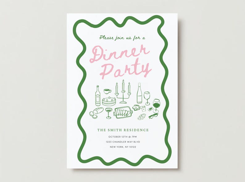 Dinner Party Invitation, Birthday Dinner Invite, Rehearsal Dinner ...
