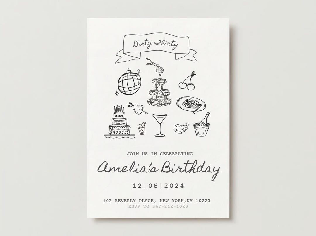 Dirty Thirty, Editable Birthday Invite, Adult Invitation, Trendy Invite ...