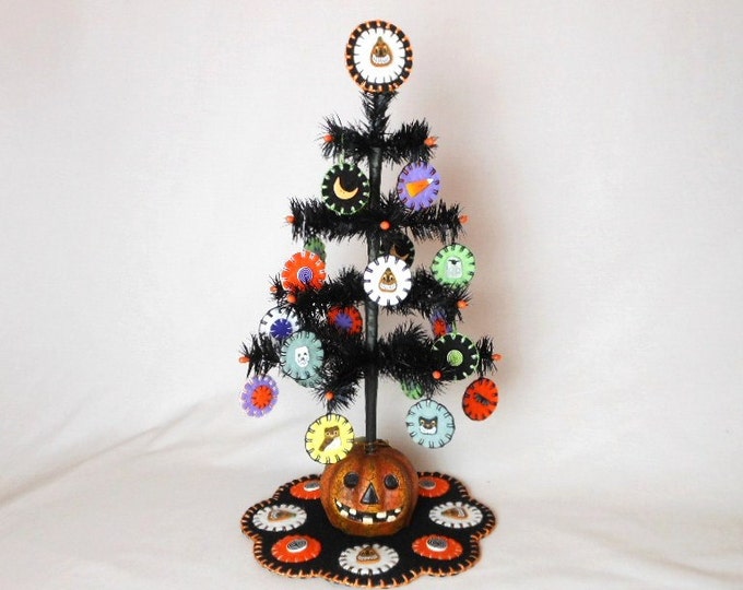 Halloween Feather Tree With Penny Ornaments Tree Mat and - Etsy
