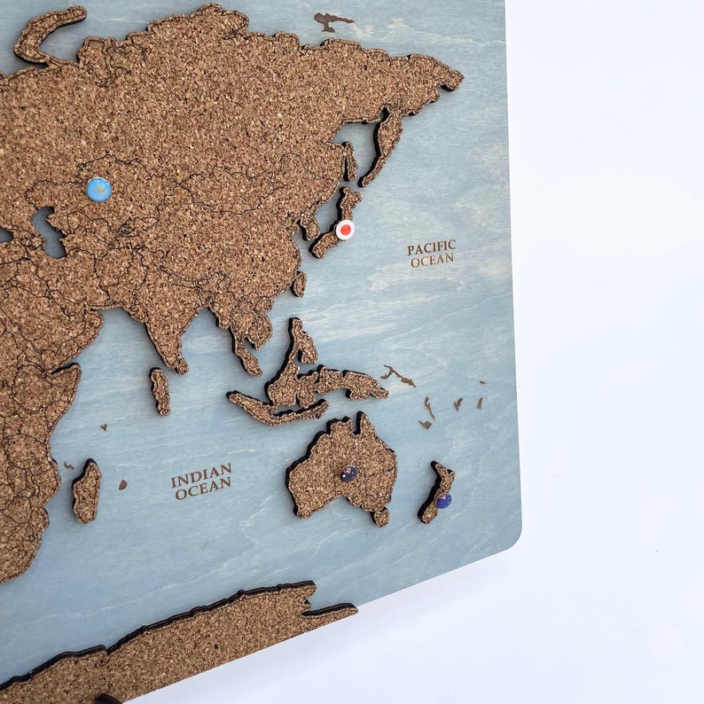 Push Pin World Map Cork World Map 3D Wooden World Map Push Pin World ...