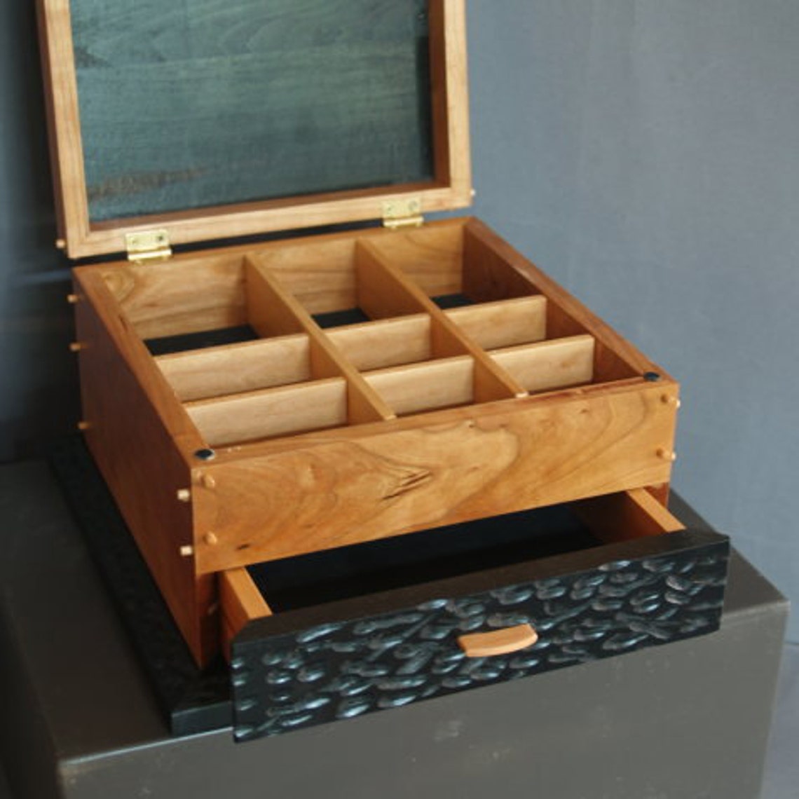 Cherry and Carved Basswood Jewelry Box - Etsy