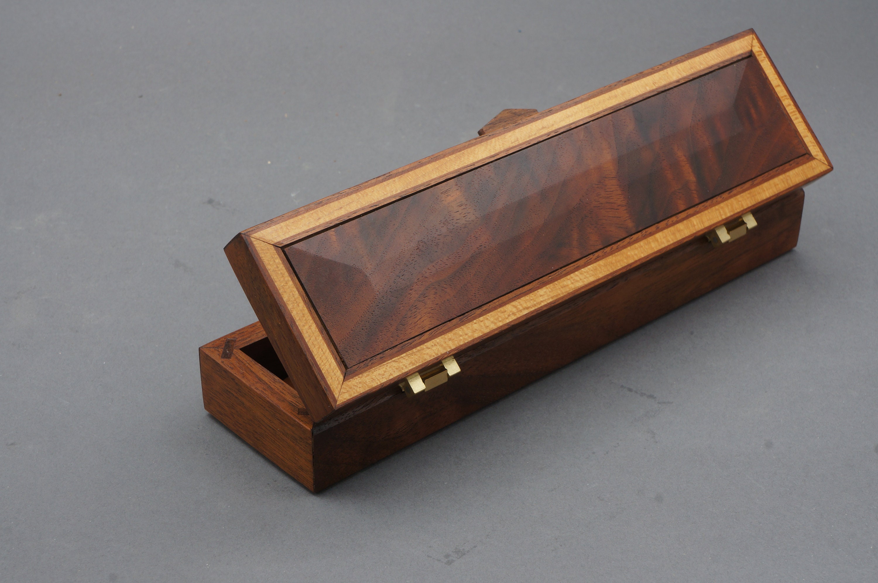 Walnut Bracelet, or Knife Box. Hidden Spline Joints, Inlaid Border ...