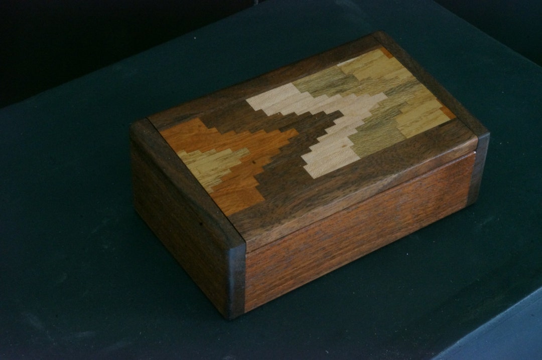 Walnut Box With Patterned Inlay - Etsy