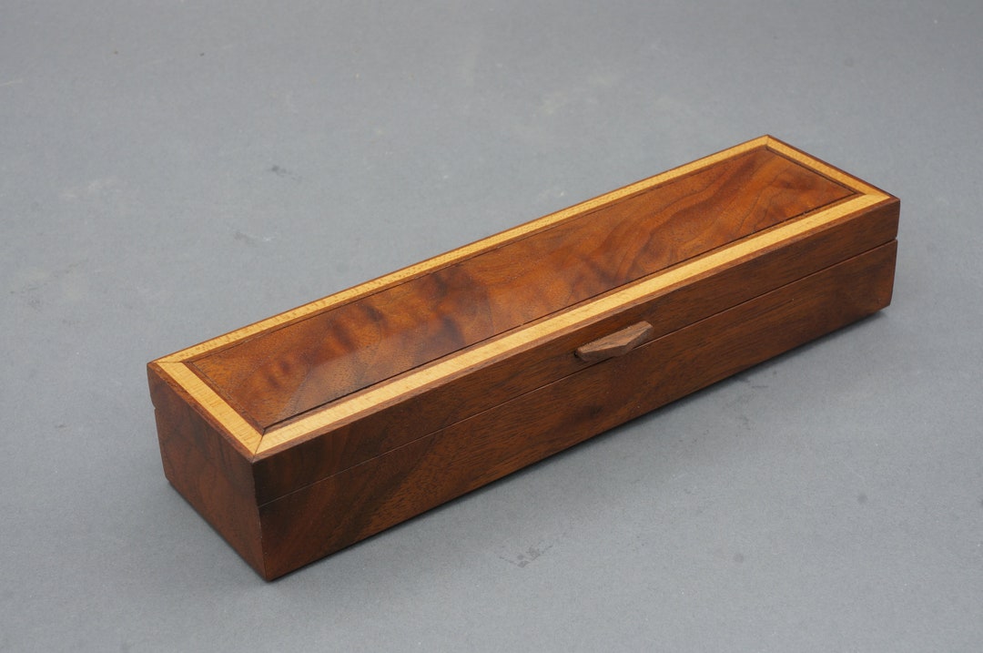 Walnut Bracelet, or Knife Box. Hidden Spline Joints, Inlaid Border ...