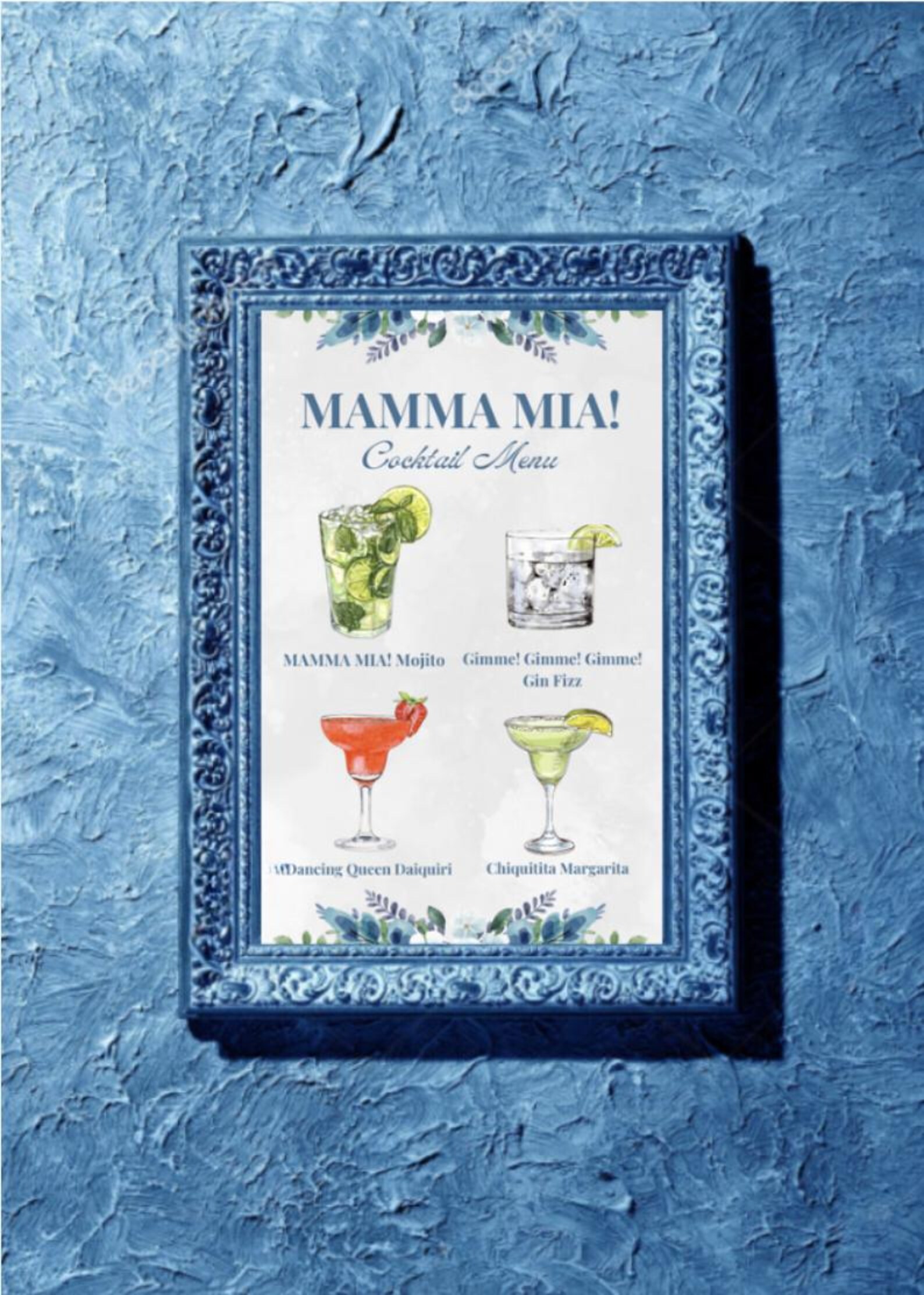 Mamma Mia Party Cocktail Menu (without Drink Descriptions) - Etsy