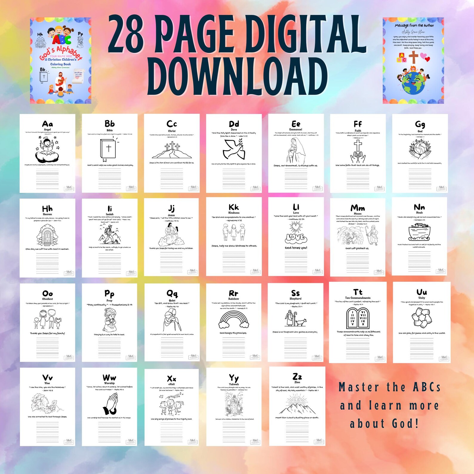 God’s Alphabet, Alphabet Coloring Book, Personalized Activity Book ...