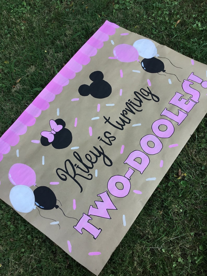 Minnie Mouse Mickey Mouse Custom Brown Butcher Craft Paper Banner ...