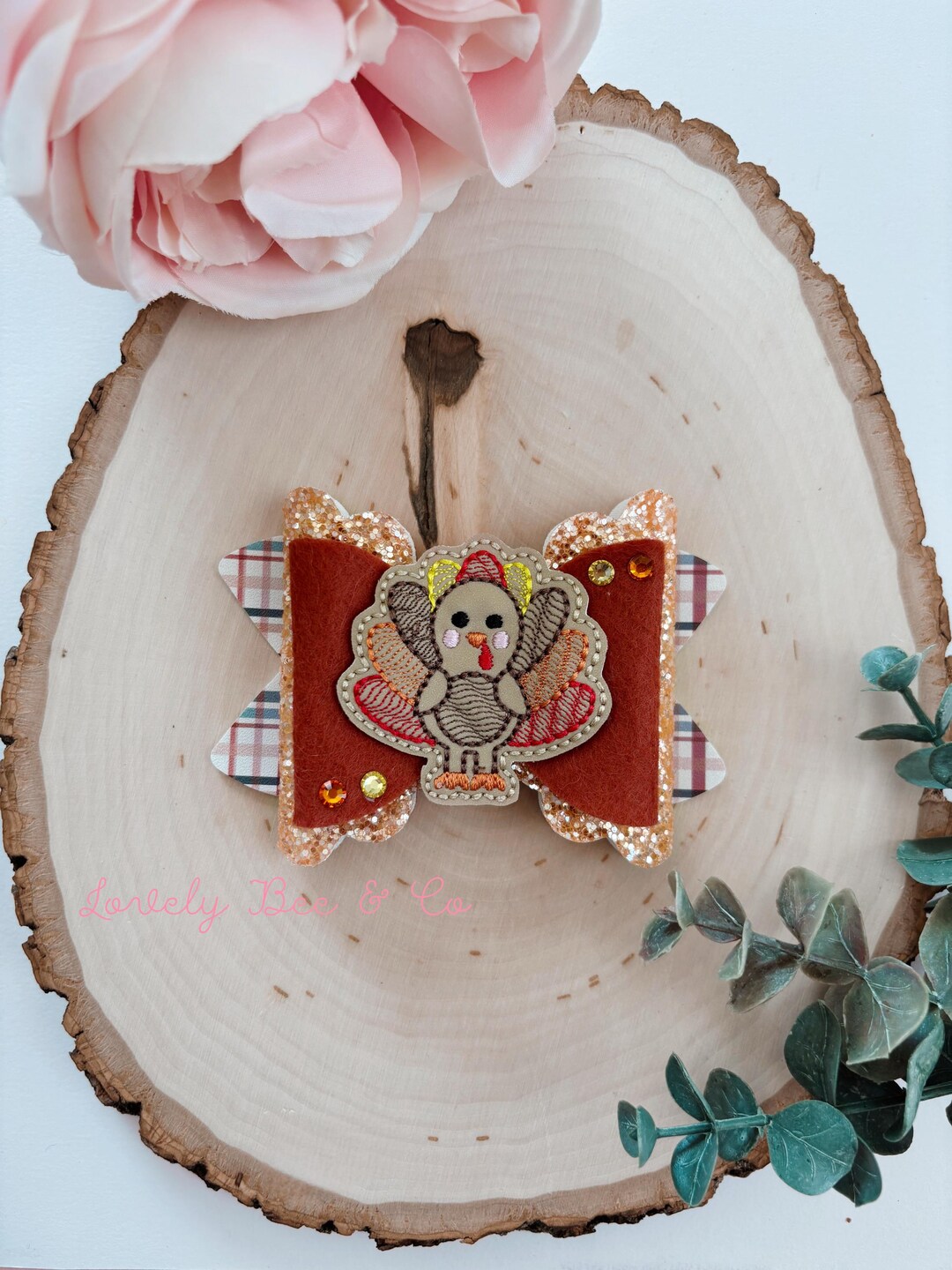 Sparkle Turkey Tail Bow / Turkey Bow / Glitter Gobbler Bow / Jewel-tail ...