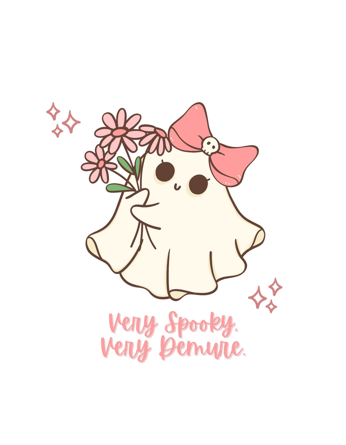 Very Demure Ghost With Pink Flowers Style 1 Png - Etsy