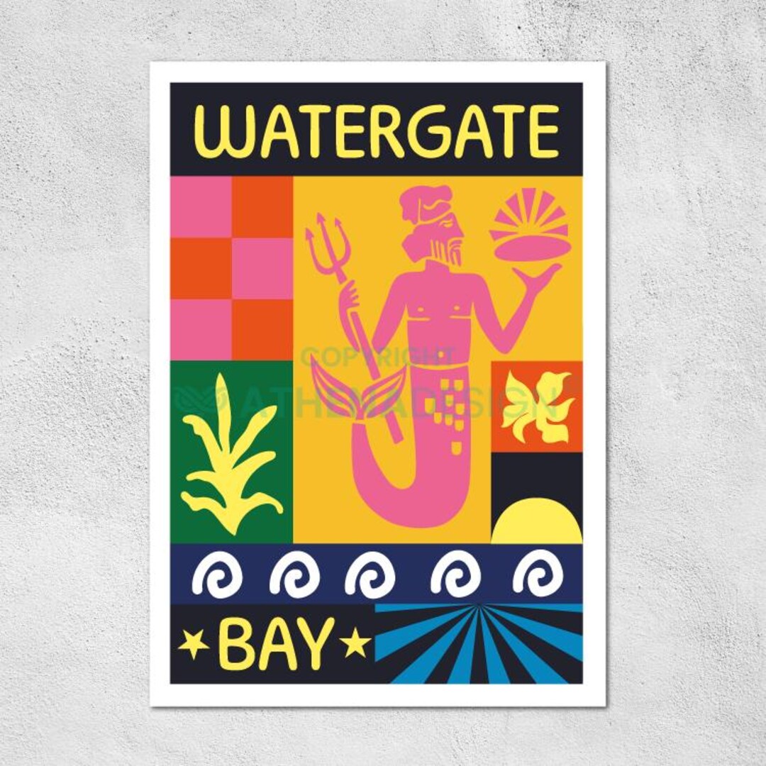 Cornwall's Watergate Bay Poster A Bohemian Pop Art Design Celebrating ...