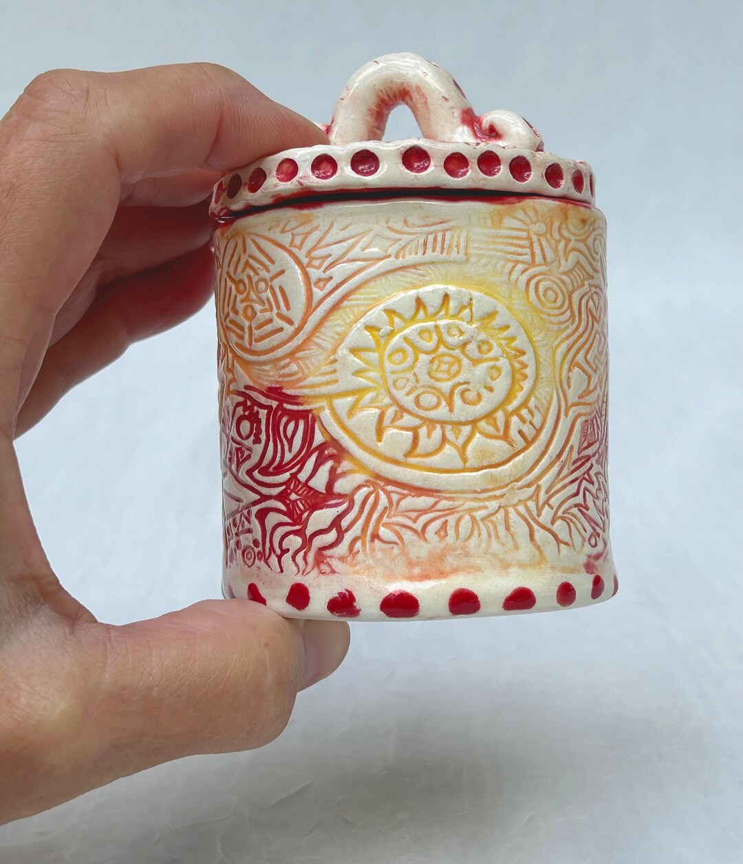 Small Ceramic Jar: Warm Colors - Etsy