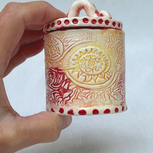 Small Ceramic Jar: Warm Colors - Etsy