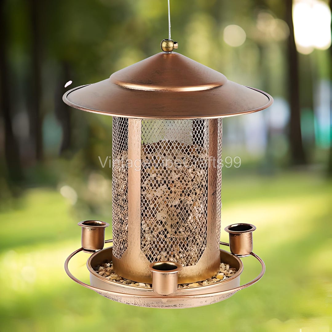 Metal Bird Feeder With 3 Extra Feeding Ports | Large Bird Feeder ...