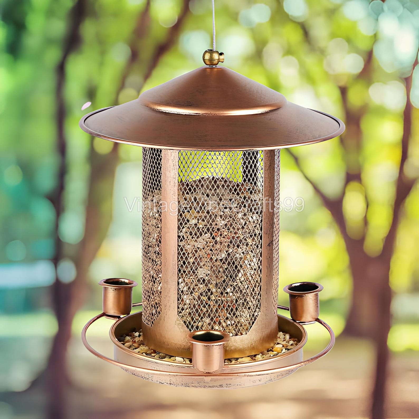Metal Bird Feeder With 3 Extra Feeding Ports | Large Bird Feeder ...