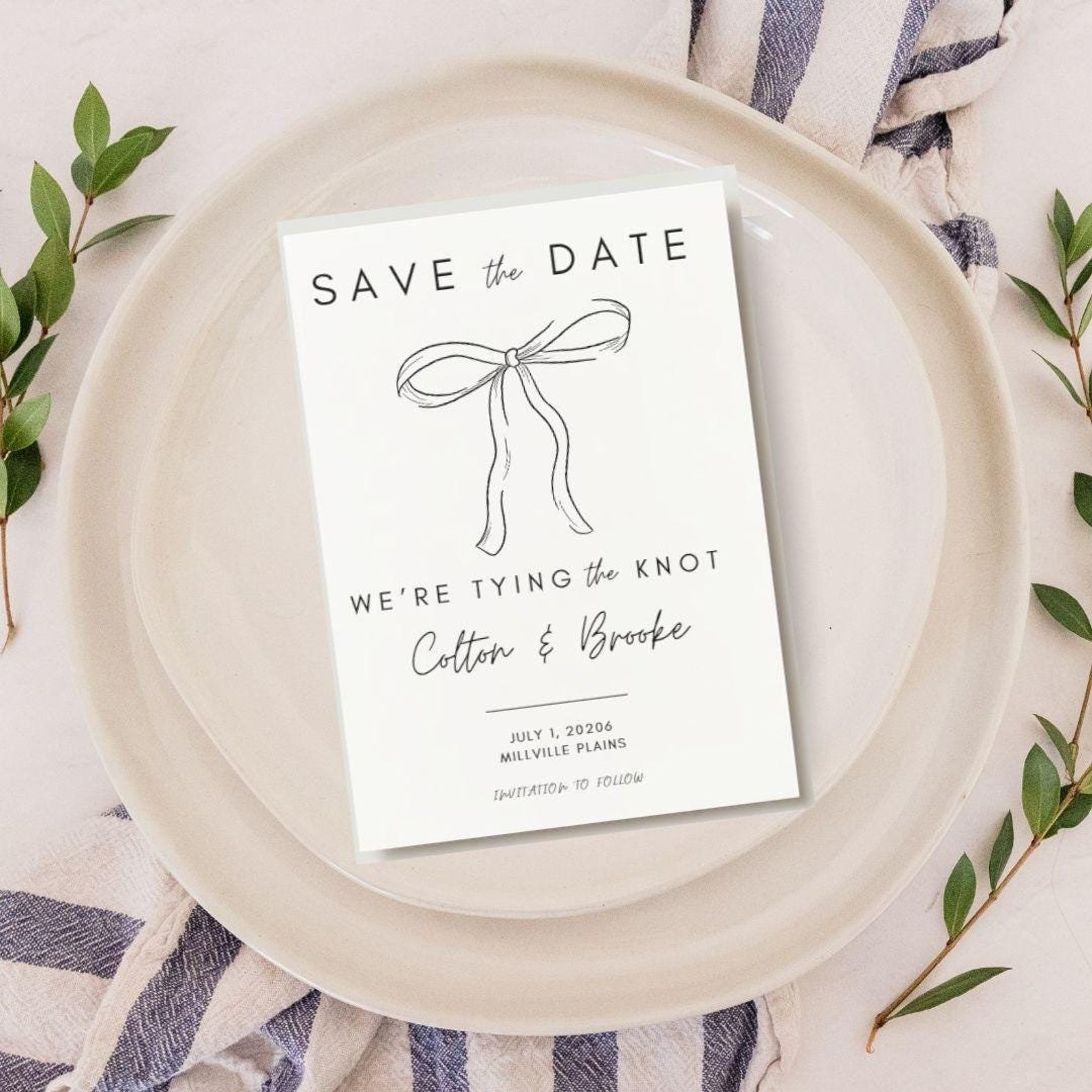 Tie the Knot, Digital Wedding Invitation Template, Instant Download ...