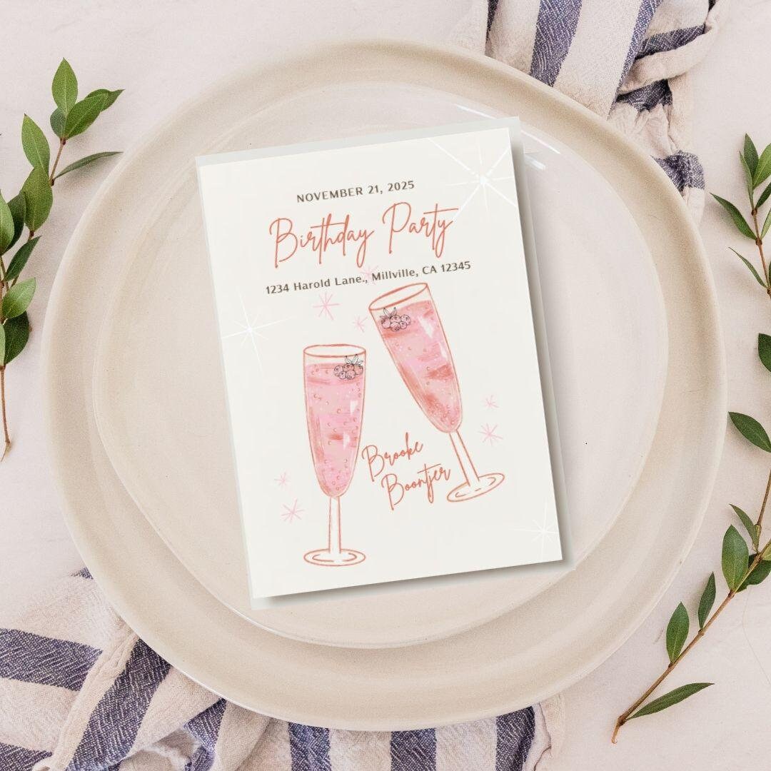 Editable Cheers Invitation Template, Customizable, Scribble Illustrated ...