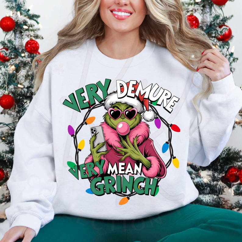 Very Demure Very Mean Grinch PNG, Christmas Grinch PNG, Pink Christmas ...