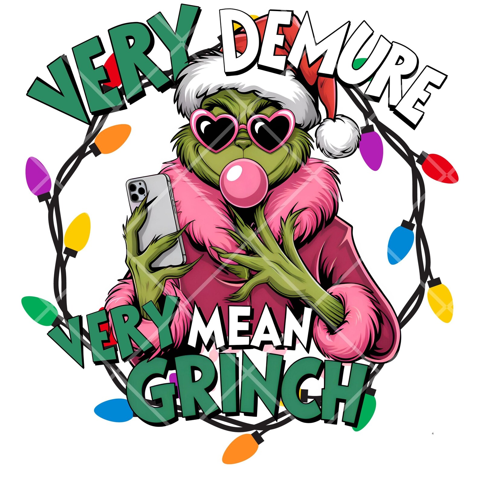 Very Demure Very Mean Grinch PNG, Christmas Grinch PNG, Pink Christmas ...