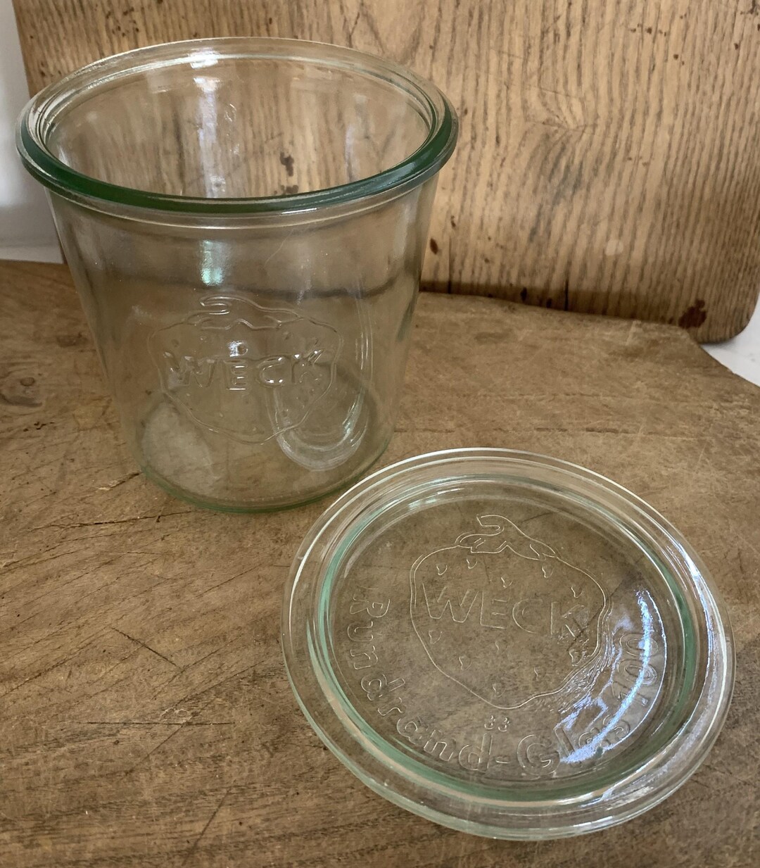 Rare Vintage WECK Canning Jar 100: Green Tinted Glass, Strawberry Logo ...