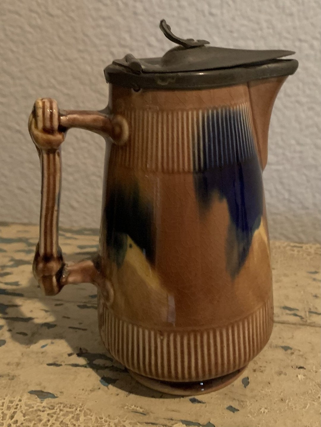 Small Antique English George Jones Pottery Majolica Syrup Pitcher ...