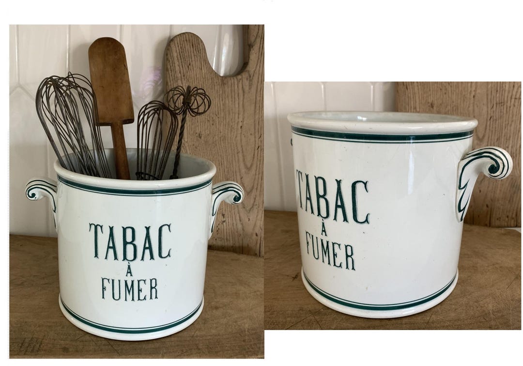 Antique French TABAC a FUMER (smoking Tobacco) White Porcelaine Jar ...