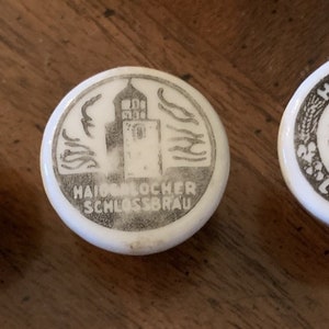 FIVE Unique Antique German White Porcelain Beer Bottle Stoppers Beer ...