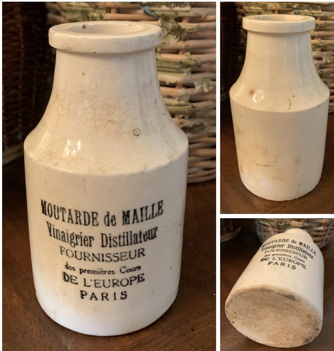 Antique French Moutarde De Maille Brand Crock Jar, Used to Market ...