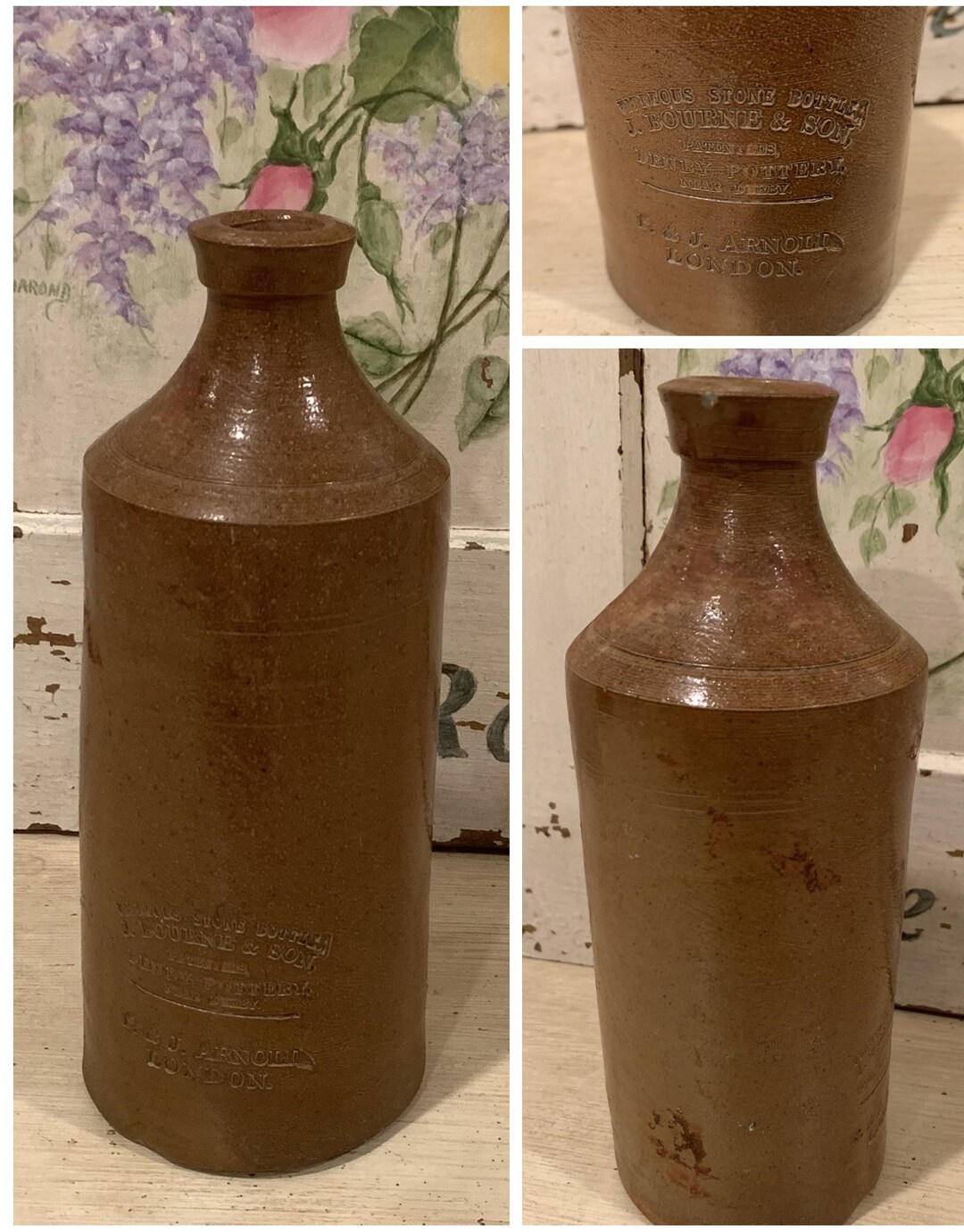 Antique English Brown Glazed Tall Vitreous Stone Bottle by J. BOURNE ...