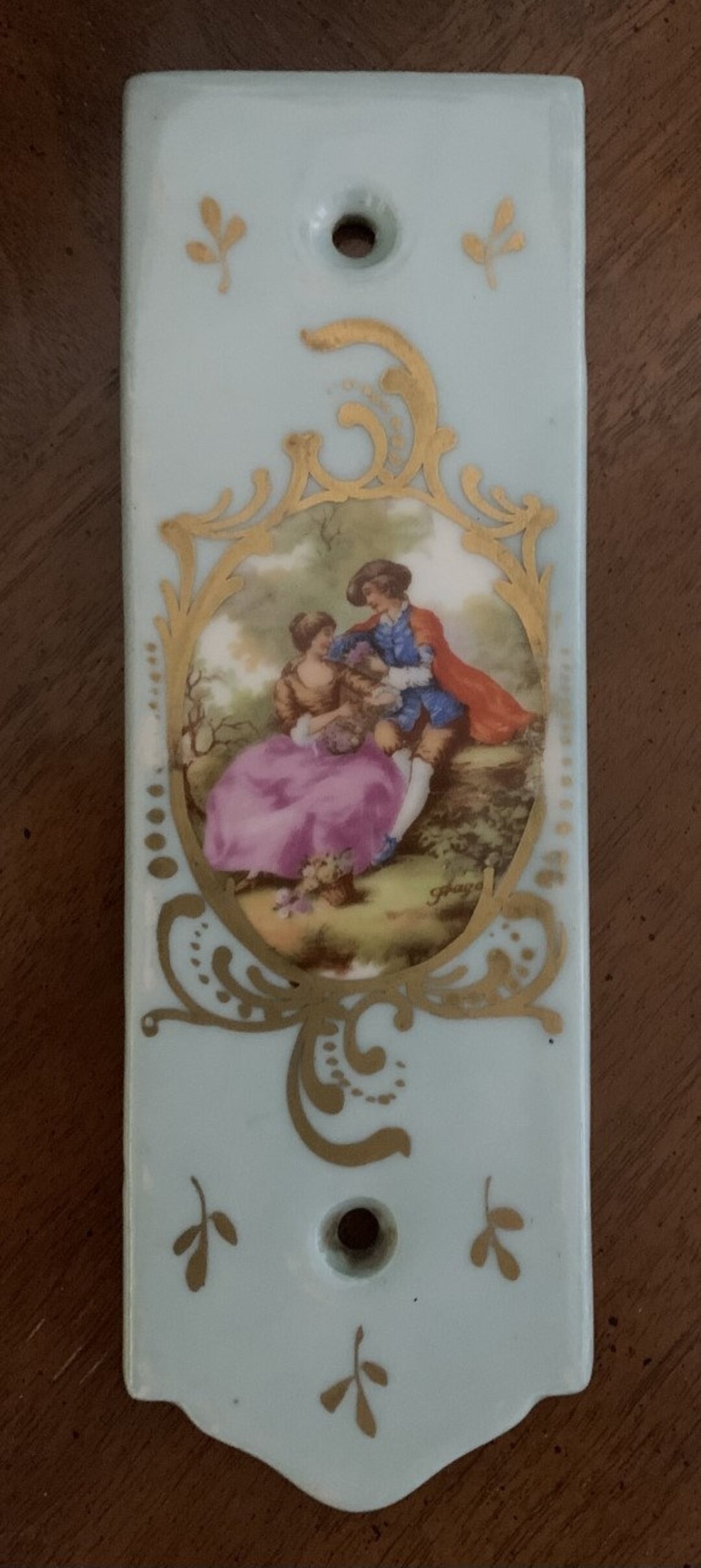 Rare Antique French Door Push Plate Porcelain Hand Painted , Couple in ...