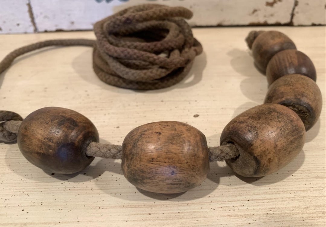 Antique English Plumbers Tool: Wooden Bobbins on Rope, Decorative ...