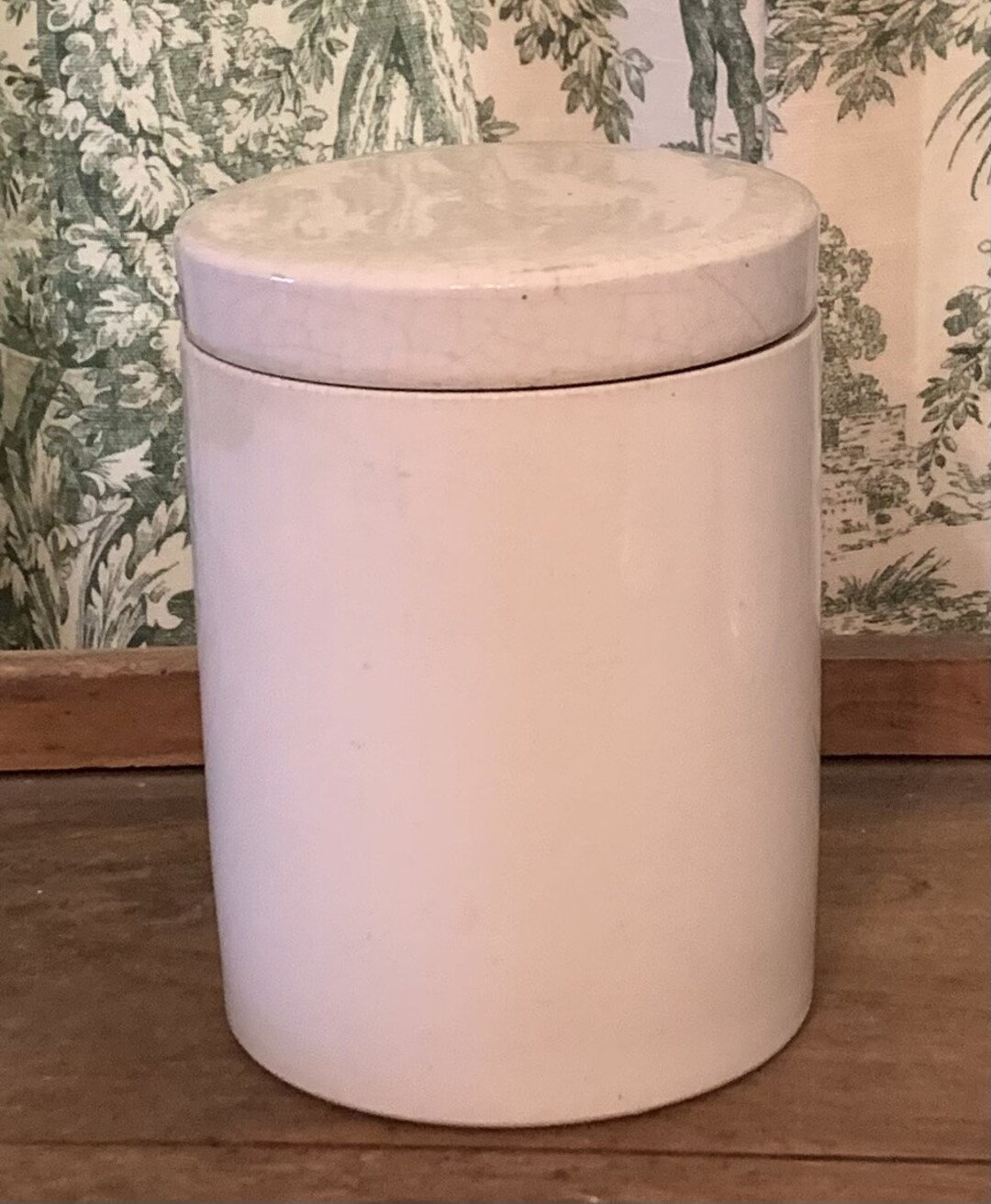 RARE Large Antique English Ironstone Lidded Crock Jar Some Light ...