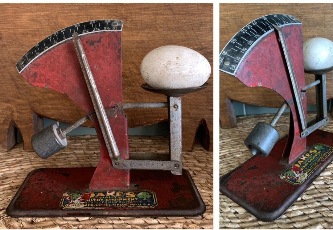 Vintage OAKES Mfg. Co. Poultry Equipment Red Metal Egg Weighing ...