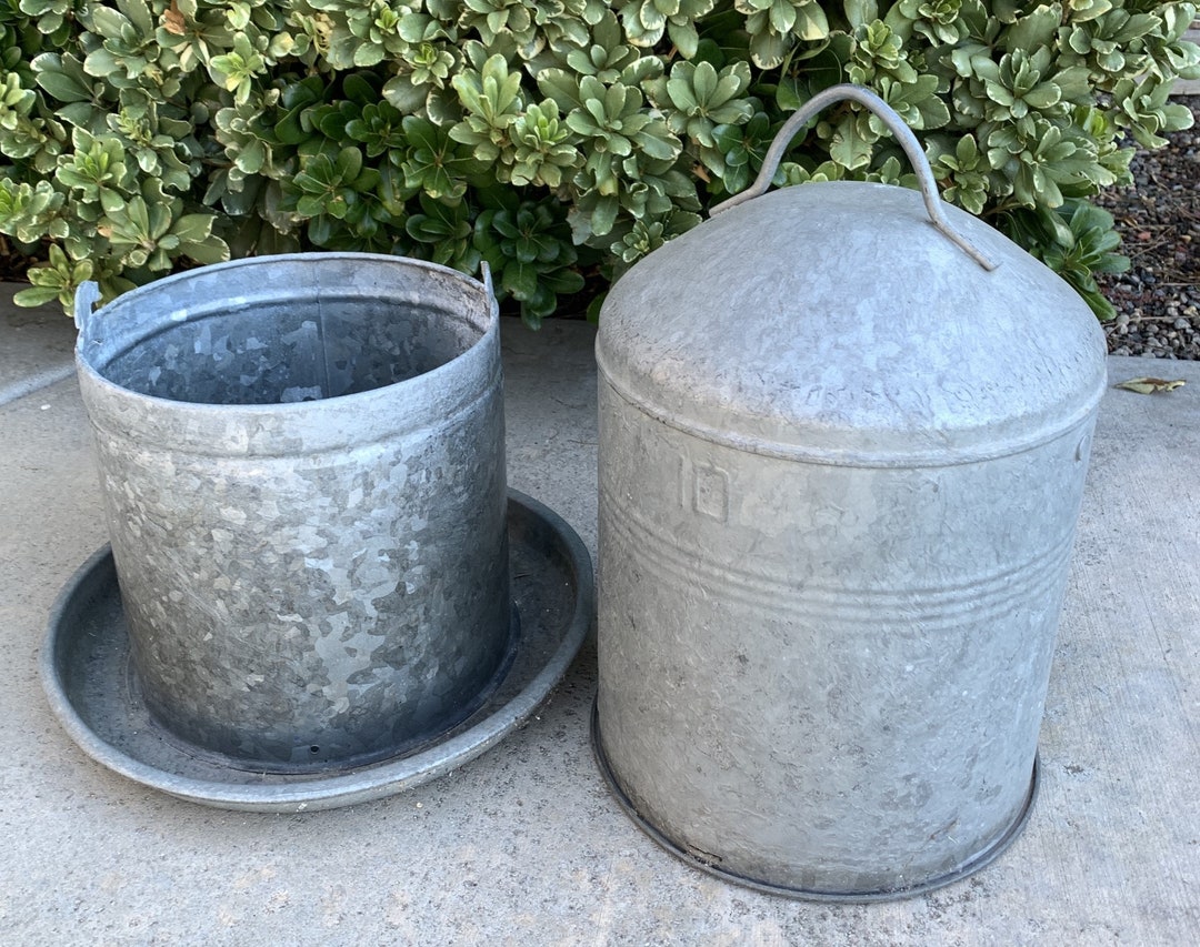 RARE Large Vintage French Zinc Chicken Poultry Water Feeder - Silo ...