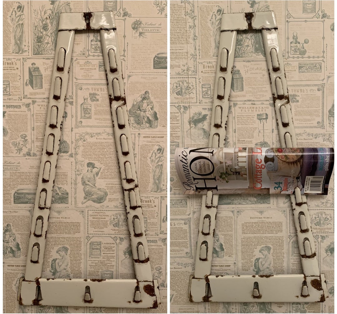 Antique French White Enamel Triangle Shaped Metal Wall Rack for Cooper ...