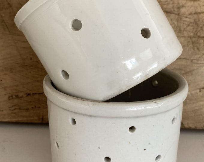 Vintage French Stoneware Cheese (faisselle) Strainer; Off-white W ...