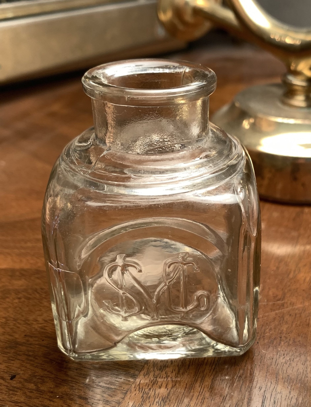 Antique Sanford Mfg. Company smco Clear Square-shaped Glass Inkwell Ink ...